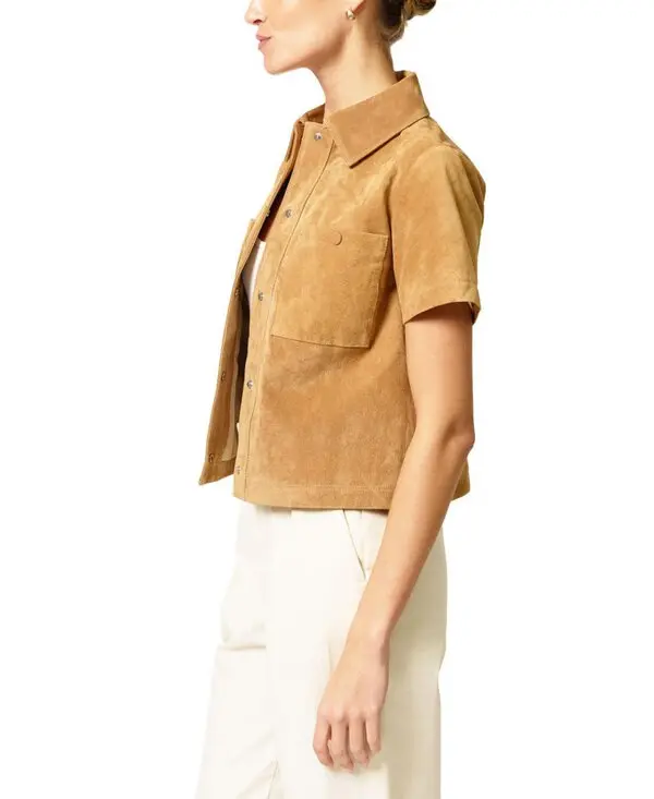 Central Park West Rusty Genuine Suede Short Sleeve Jacket