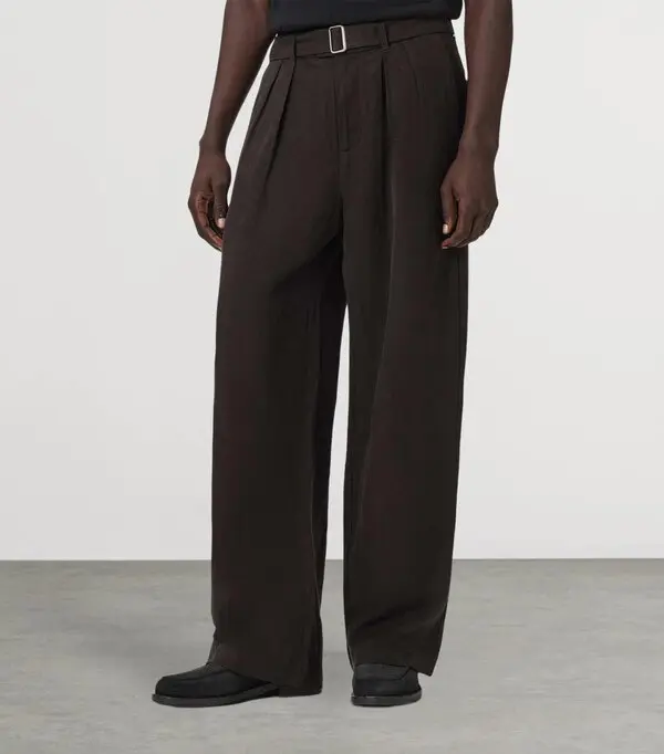 ALLSAINTS Marko Pleated Belted Wide Leg Trousers