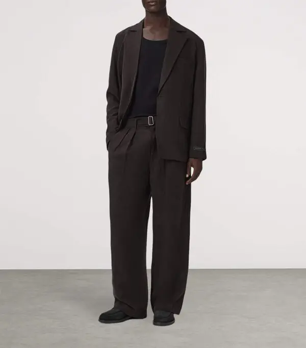 ALLSAINTS Marko Pleated Belted Wide Leg Trousers