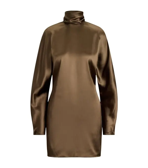 Ralph Lauren Satin High-neck Candi Mini Dress - Beige
