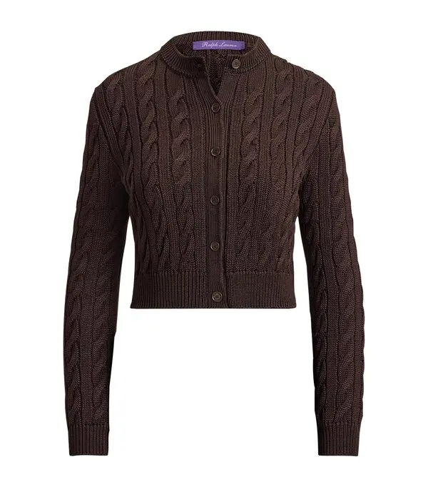 Ralph Lauren Mulberry Silk Cropped Cardigan - Blue