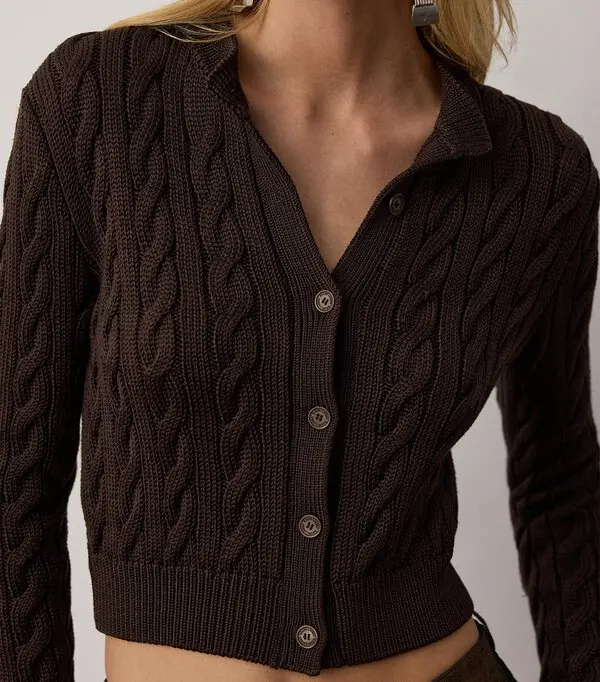 Ralph Lauren Mulberry Silk Cropped Cardigan