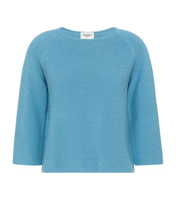 Max Mara Cotton Boat-neck Sweater - Turquoise
