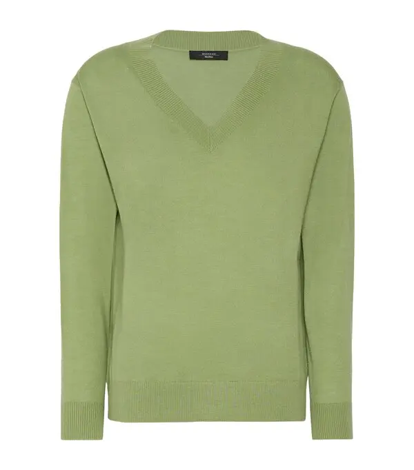 Max Mara Wool-silk V-neck Sweater - Green