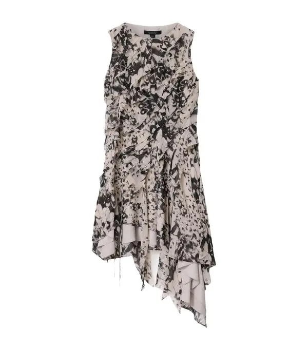 ALLSAINTS Ruffled Asymmetric Angie Midi Dress - White