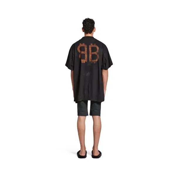 Balenciaga T-shirt Crypto Oversize In Nero Délav