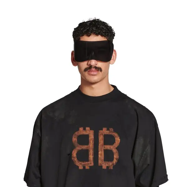 Balenciaga T-shirt Crypto Oversize In Nero Délav
