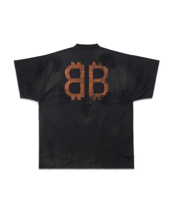 Balenciaga T-shirt Crypto Oversize In Nero Délav