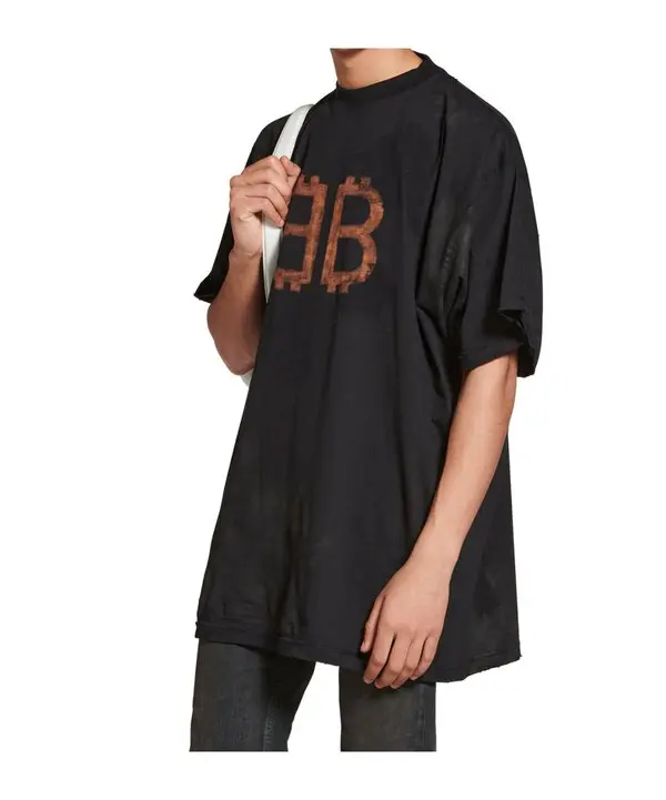 Balenciaga T-shirt Crypto Oversize In Nero Délav