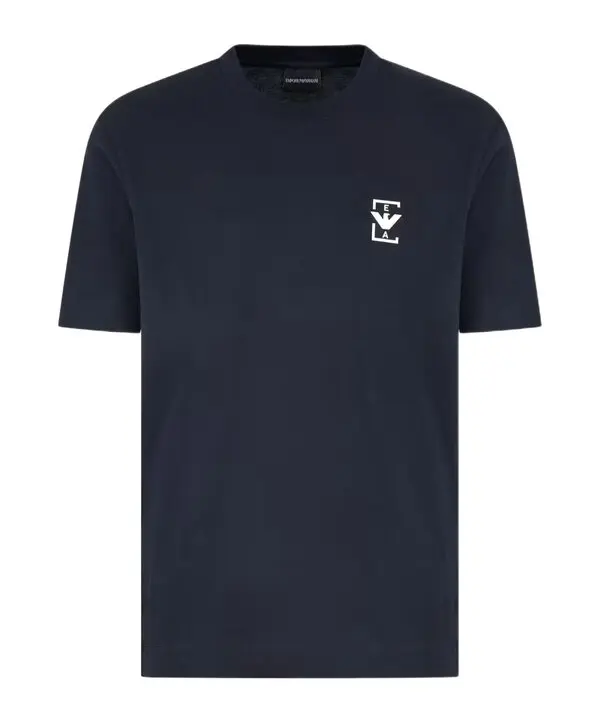 Emporio Armani Asv Jersey T-shirt With Rubberised Logo Print - Navy Blue
