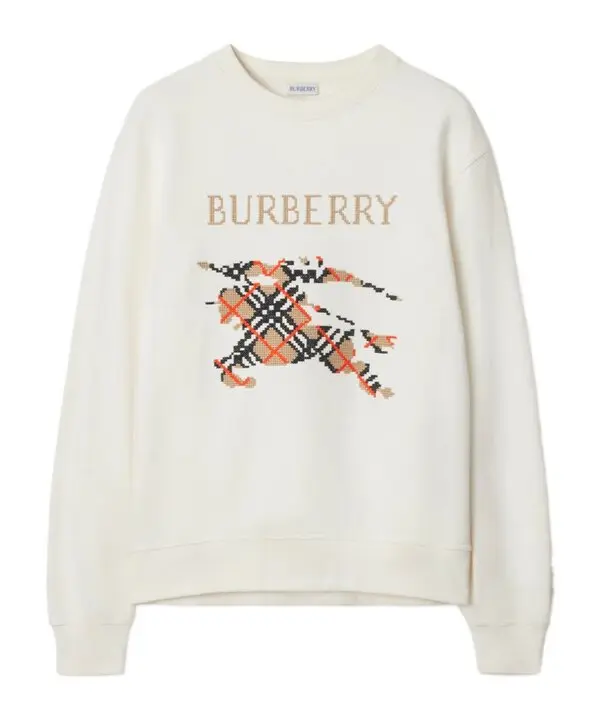 Burberry Logo Embroidered Checked Sweatshirt