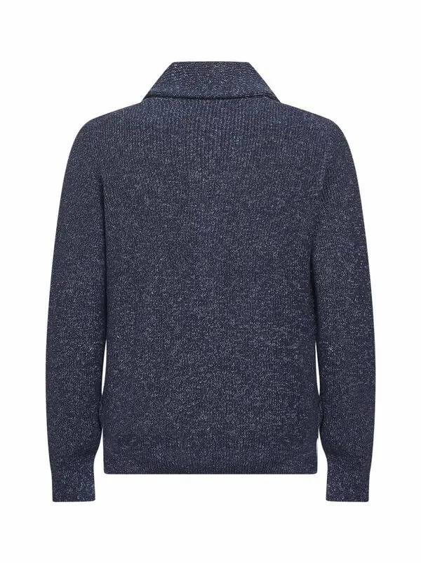 Brunello Cucinelli Long Sleeved Knitted Cardigan - Navy Blue