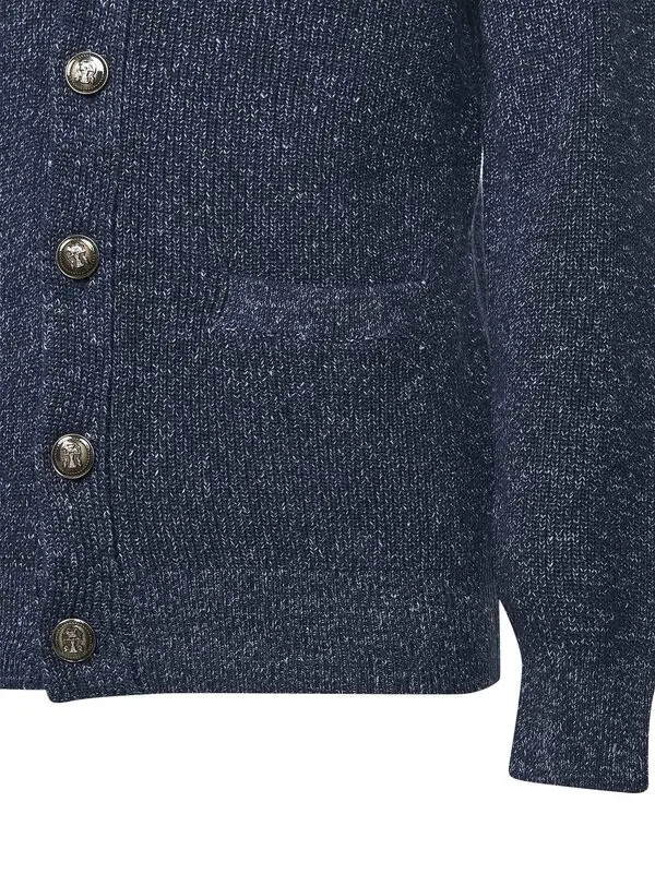 Brunello Cucinelli Long Sleeved Knitted Cardigan - Navy Blue