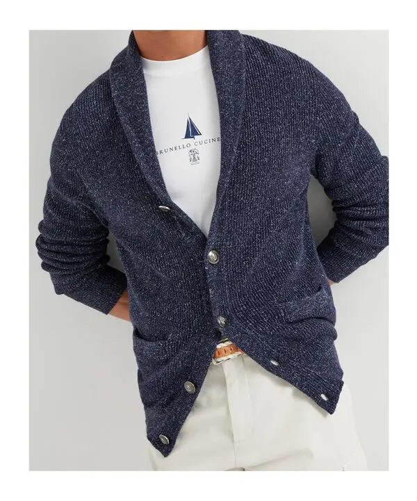 Brunello Cucinelli Long Sleeved Knitted Cardigan - Navy Blue