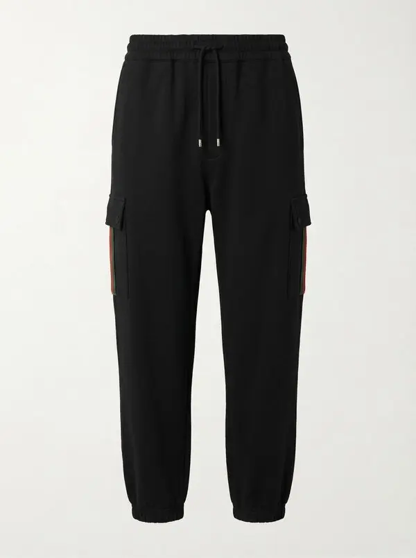 Gucci Cotton Jersey Jogging Pant With Web - Black