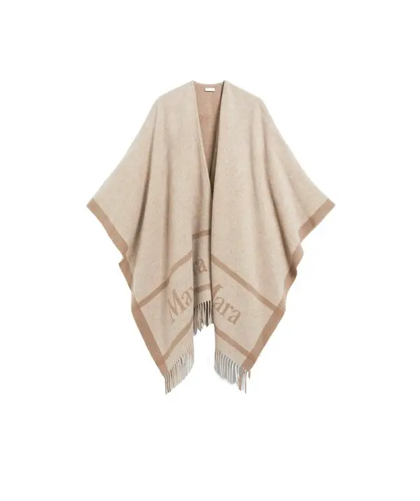Max Mara Fringed Logo Shawl - Beige