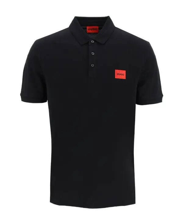 Hugo Boss Hugo Logo Patch Slim-fit Polo Shirt - Black