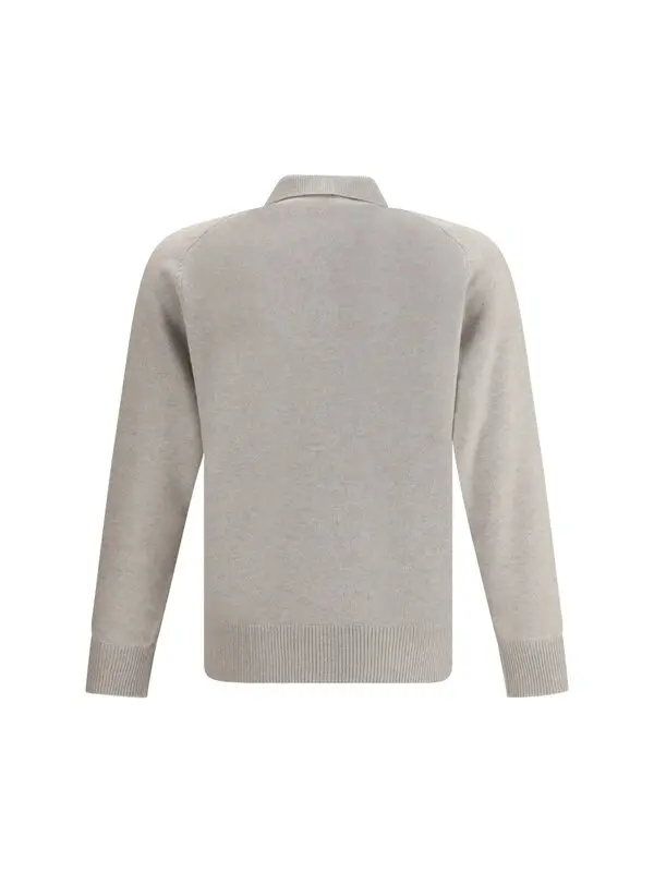 Brunello Cucinelli Long-sleeved Knitted Polo Shirt - Beige