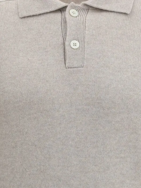Brunello Cucinelli Long-sleeved Knitted Polo Shirt - Beige