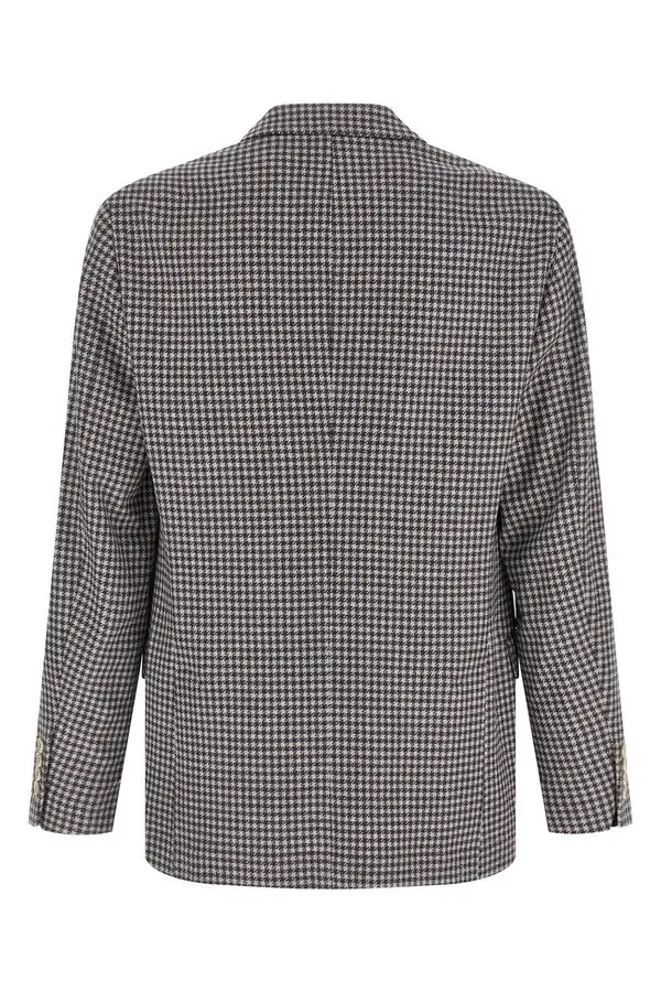 Brunello Cucinelli Houndstooth Single-breasted Blazer - Dark Gray