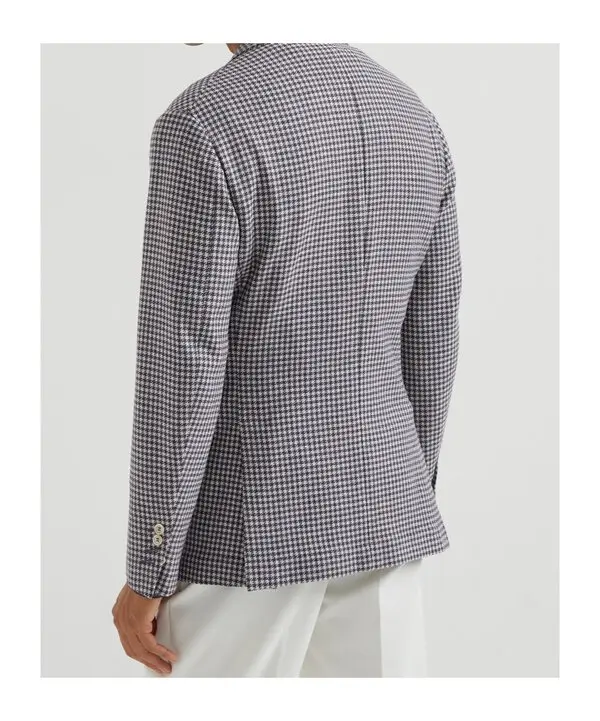 Brunello Cucinelli Houndstooth Single-breasted Blazer - Dark Gray