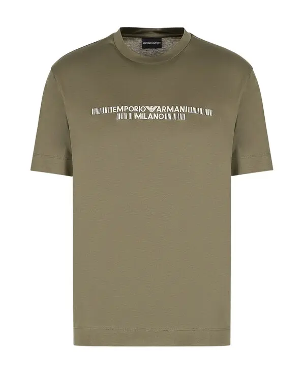 Emporio Armani Logo-embroidered Crew-neck T-shirt - Gray