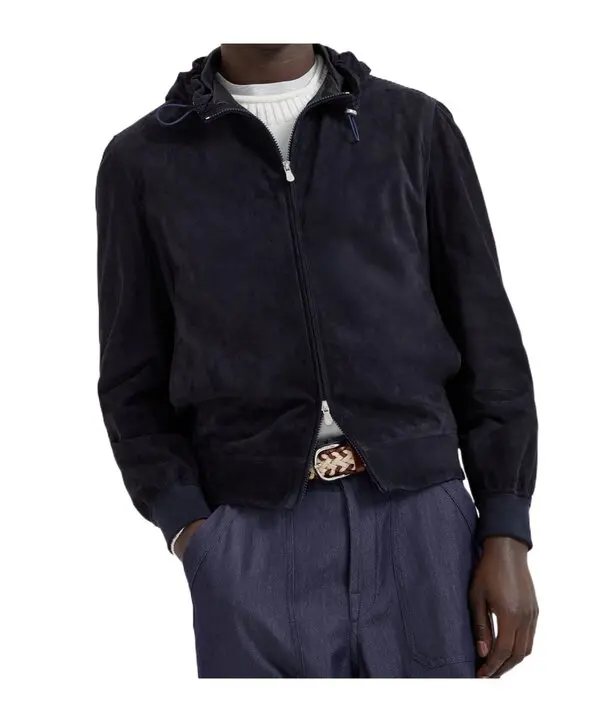 Brunello Cucinelli Zip-up Hooded Sweatshirt - Navy Blue