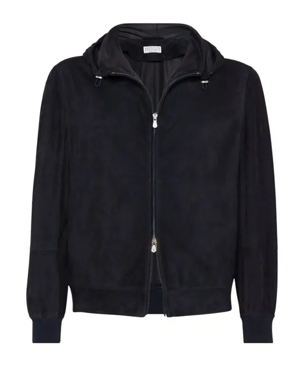 Brunello Cucinelli Zip-up Hooded Sweatshirt - Navy Blue