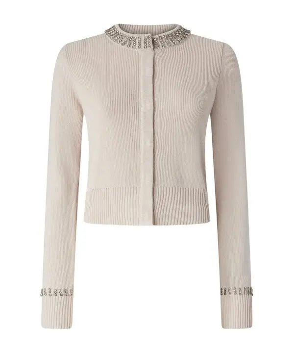 Pinko Embellished-cuff Cardigan - Nude