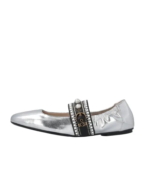 Pinko Pearl-embellished Buckle Ballet Flats
