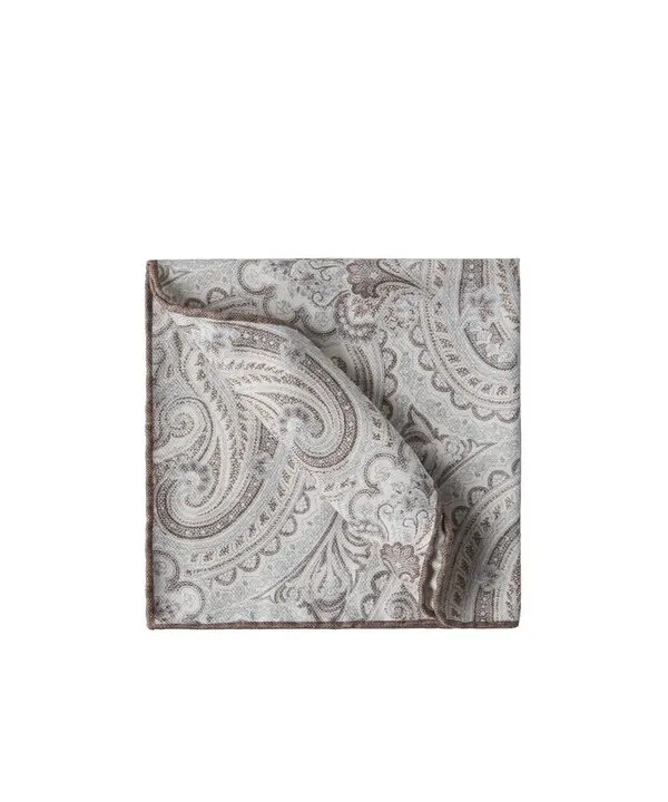 Brunello Cucinelli Paisley-printed Finished Edge Pocket Square - Gray