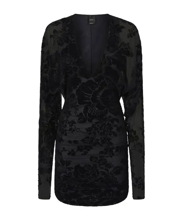 Pinko Roulette Lace Detailed Long-sleeve Dress - Black