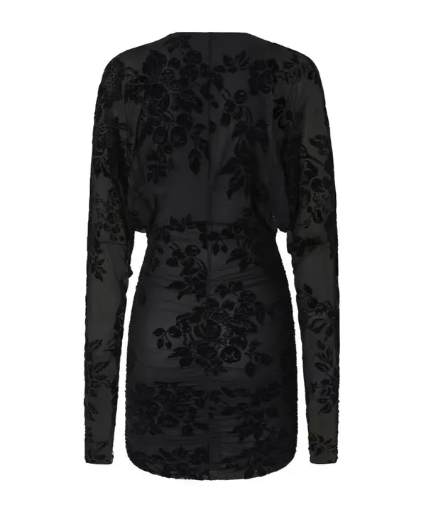 Pinko Roulette Lace Detailed Long Sleeve Dress