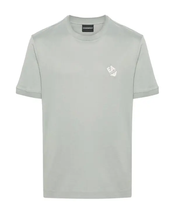 Emporio Armani Logo-embroidered Cotton T-shirt - Gray