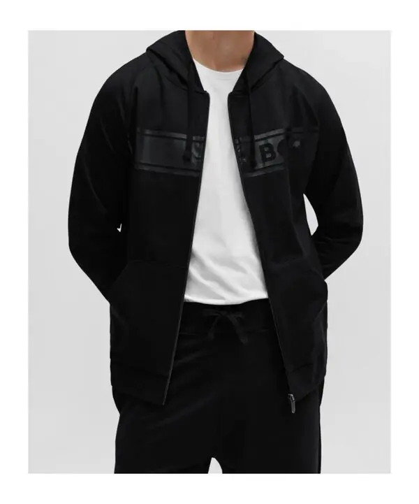 Hugo Boss Zip-up Hoodie With Logo Print
