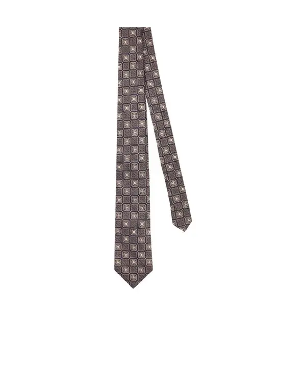 Brunello Cucinelli Geometric-pattern Print Silk Tie - Gray