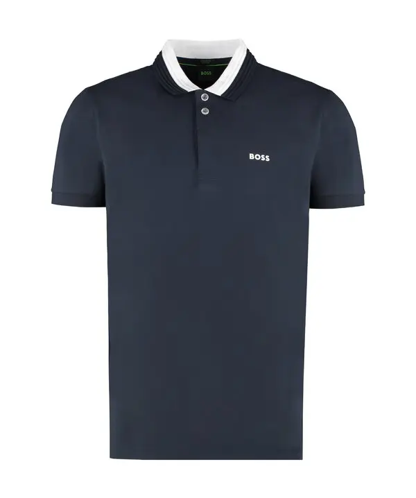 Hugo Boss 3d-stripe Collar Polo Shirt - Black