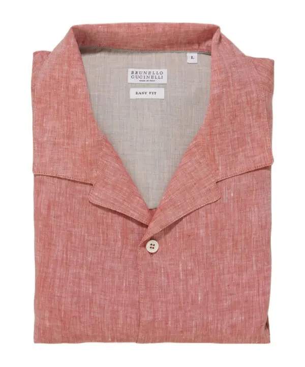 Brunello Cucinelli Camp-collar Short-sleeve Shirt - Pink