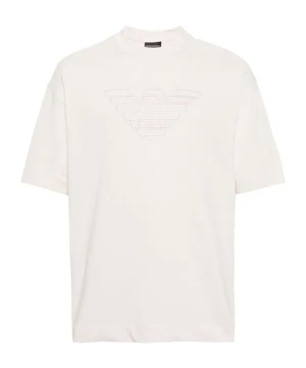 Emporio Armani Logo-embroidered Cotton T-shirt - White