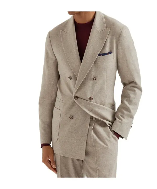 Brunello Cucinelli Double-breasted Patch-pocket Blazer - Beige