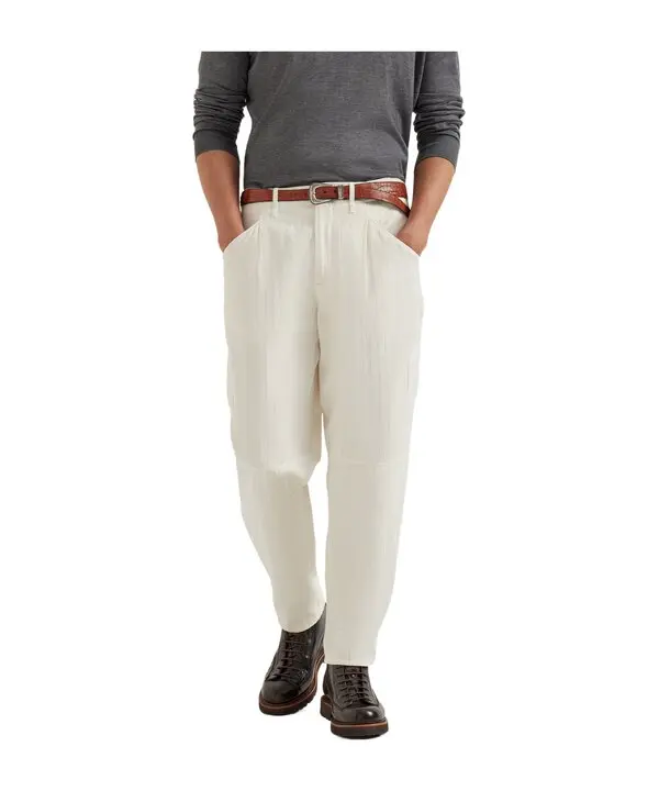 Brunello Cucinelli Chevron Trousers - White