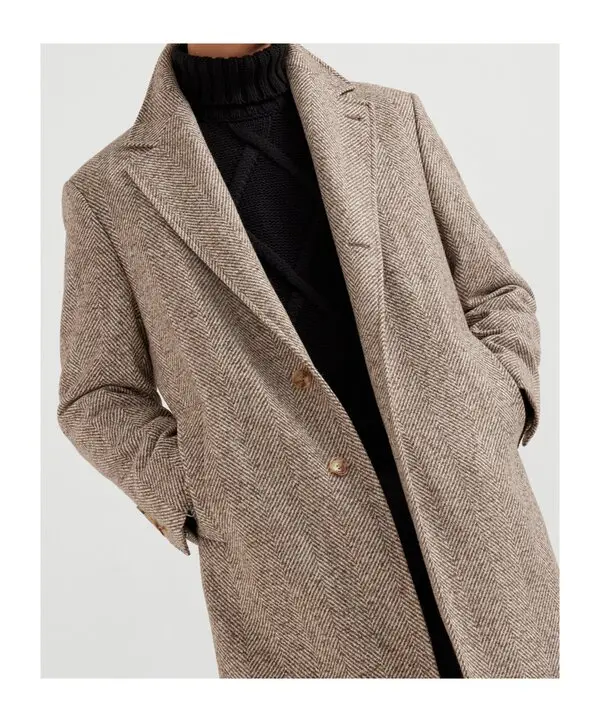 Brunello Cucinelli Chevron-pattern Single-breasted Coat