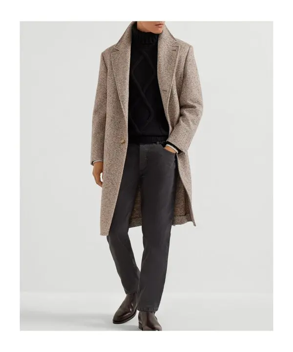 Brunello Cucinelli Chevron-pattern Single-breasted Coat