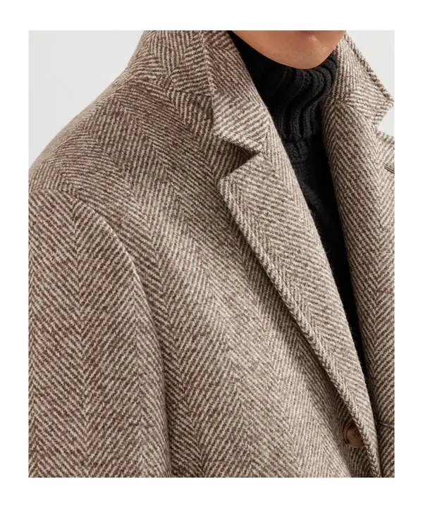 Brunello Cucinelli Chevron-pattern Single-breasted Coat
