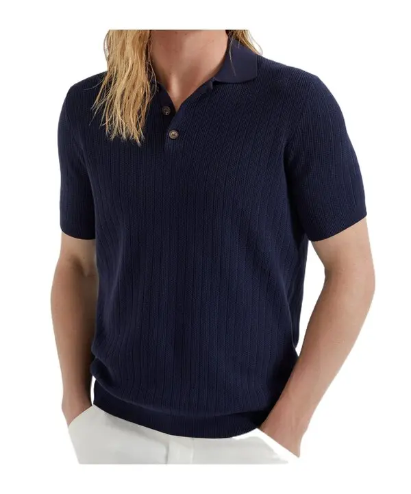 Brunello Cucinelli Cotton Polo Shirt - Navy Blue