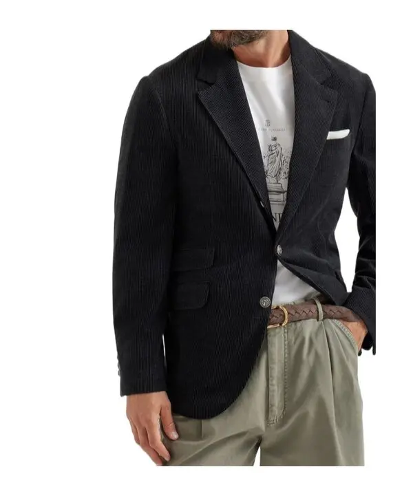 Brunello Cucinelli Three-button Corduroy Blazer - Black