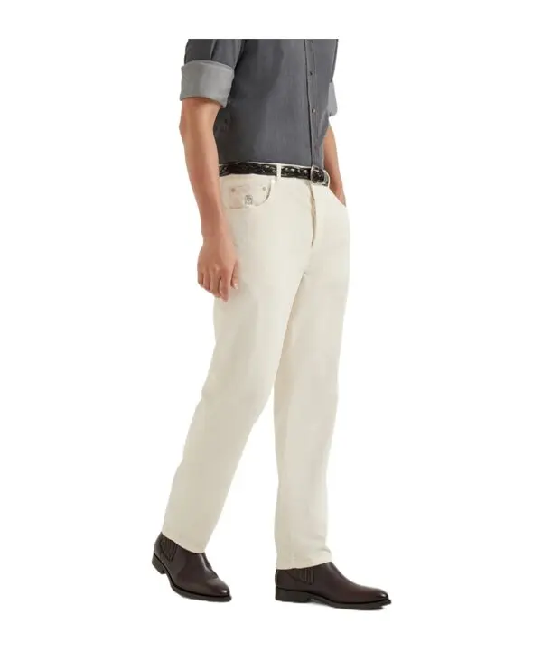 Brunello Cucinelli Garment-dyed Trousers - White
