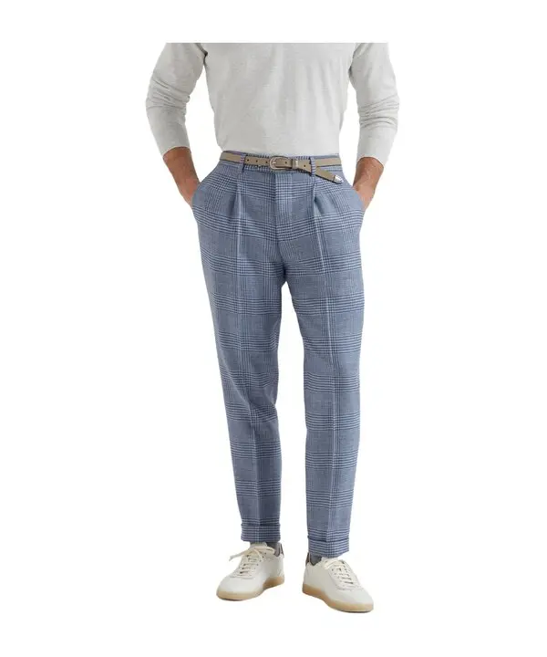 Brunello Cucinelli Houndstooth-pattern Trousers - Gray