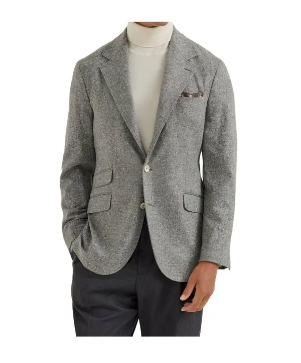 Brunello Cucinelli Flecked-effect Blazer - Light Gray