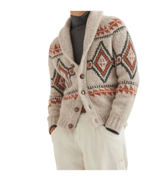 Brunello Cucinelli Geometric-jacquard Cardigan